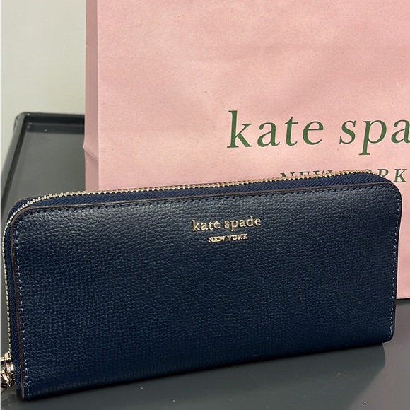 kate spade | Bags | Kate Space Full Size Wallet Blue Leather | Poshmark